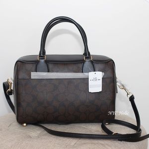 Coach | Bags | Coach F3383 Large Bennett Satchel Brown Black | Poshmark